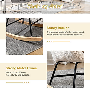 GEEVIVO Teddy Velvet Rocking Chair, Upholstered Accent Glider Rocker for Baby Nursery, Comfy Armchair Side Chair with High Backrest for Living Room, Bedroom (Gray, Teddy Velvet)