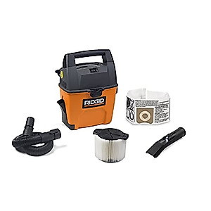 RIDGID Wet Dry Vacuums VAC3000 Portable Wet Dry Vacuum Cleaner for Car, Garage or In-Home Use, 3-Gallon, 3.5 Peak Horsepower Wet Dry Auto Vacuum Cleaner for Car