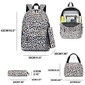 Teen Girls Backpack School Book Bag Set with Lunch Box and Pencil Case for ladies and women… Brown