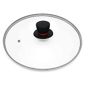 10.25 Inch Tempered Glass Lid Compatible with 10-10.25 Inch Lodge Cast Iron Skillets & 5 Quart Dutch Ovens - 10.25 Inch Universal Replacement Cover with Steam Vent - Versatile Round Glass Lid