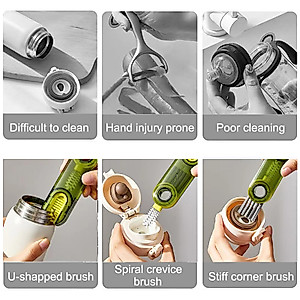Bottle Brush 3 in 1 Multifunctional Crevice Cleaning Brush for Bottle Gap Tight Spaces Cup Kitchen Brush Small Silicone Bottle Brush Cleaner (3 Pack)