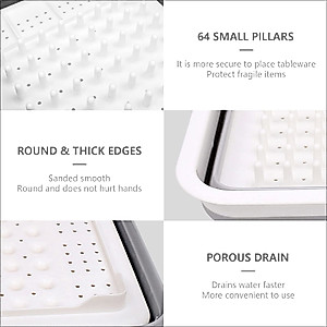 UMIKAkitchen Collapsible Dish Drying Rack - Popup and Collapse for Easy Storage, Drain Water Directly into The Sink, Room for Eight Large Plates, Sectional Cutlery and Utensil Compartment