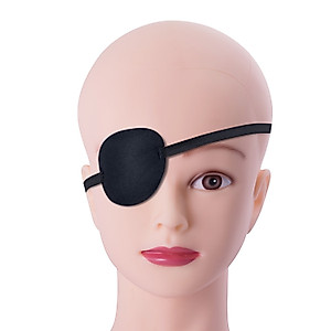 Favourde 8 Pack Black Eye Patch Strabismus Adjustable Eye Patch Eye Mask with Buckle for Adults and Kids (Black)