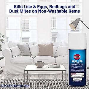 Rid Home Lice Bed Bug Dust Mite Spray Home Treatment Spray With Permethrin Kills Lice and Lice Eggs on Mattresses Furniture Car Interiors and Other Nonwashable Items Spray Can , 5 Ounce