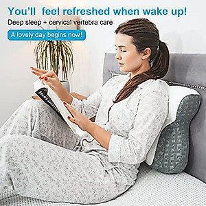 Elviros Cervical Memory Foam Neck Pillow for Pain Relief, Adjustable Orthopedic Support Pillows for Sleeping, Ergonomic Bed Pillow for Side, Back, Stomach Sleepers, Queen Size, Grey