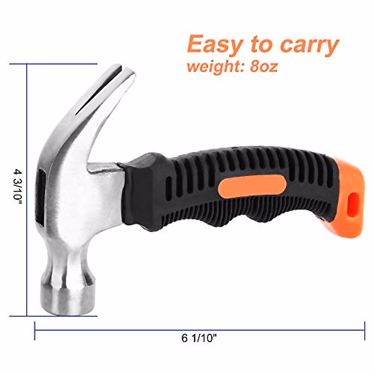 8 OZ Stubby Claw Hammer, 4 Pack Small Claw Hammer Mini Stubby Hammers with Soft Rubber Handle for Home Repair, DIY, Building, Woodwork, Household Work and Outdoor Camping