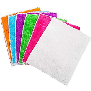 6Pcs Assorted Color Bamboo Fiber Dish Cloth Best Home Kitchen Cleaning Cloths Scouring Pad Dish Towels Kitchen Scrubber Washing Tool (6 Colors)