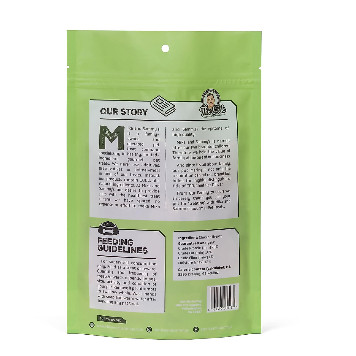 Gourmet Jerky Dog Treats - Natural Dog Treat Chicken Jerky for Dogs, Nutritious and Tasty Dog Jerky Treats Made in USA only, Cage-Free Chicken, No Additives(Mika & Sammy's Unlcle Justy's 5 oz)