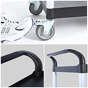 Storage Cart 3 Tier Heavy Duty Commercial Grade Utility Cart,Dish Cart for Restaurant,Multi-Function Mobile Shelving Unit Organizer for Hotel,Restaurant,Kitchen,Laundry Room with 6 Basin 2 Barrels