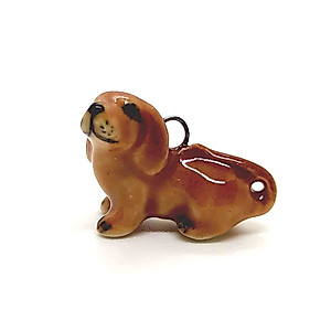 SSJSHOP Dachshund Dollhouse Small Figurines Hand Painted Ceramic Animals Dog Lover Collectible Gift Home Garden Decor (Pendent), Black