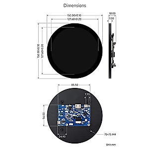 waveshare 5inch HDMI Round Touch Display, 1080 × 1080 Resolution, IPS, 10-Point Touch, Compatible with Raspberry Pi Series Board