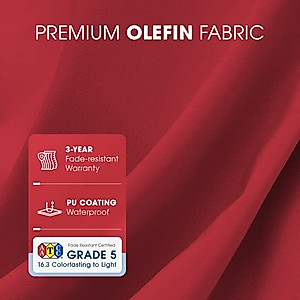 BLUU MAPLE Olefin 6.6 x 9.8 FT Patio Umbrella Outdoor Table Umbrellas, 36 Month Fade Resistance Olefin Canopy, Market Center Umbrellas with 8 Strudy Ribs & Push Button Tilt for Garden, Lawn & Pool (Apple Red)