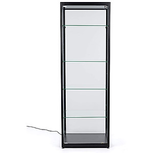 Displays2go 2 Foot Wide Display Cases with Corner Lighting – Black (DCKDMT24B)