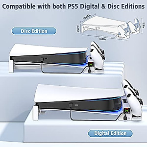 OIVO PS5 Horizontal Stand with 3-Level Cooling Fan and PS5 Controller Charger for Playstation 5 PS5 Console, PS5 Cooling Station with PS5 Charging Station, PS5 Stand Horizontal for PS5 Accessories