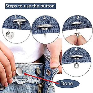 8 Sets of 17 mm Pants Button, Jean Buttons Pins for Loose Jeans, Adjustable Button for Jeans, Reusable and Adjustable Metal Pants Button Tightener