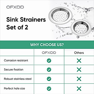 Kitchen Drain Catcher - Bathtub Drain Strainers 2.44 & 2.91 Inches - Tub Drain Hair Catcher - Stainless Steel Sink Strainer from Food Scraps, Hair, 2 Pcs