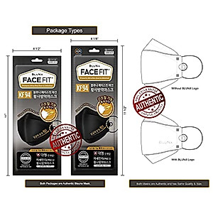 BLUNA ::Authentic:: [10 Pack] Premium 4-Layer Black KF94 Face Mask, Large [Adjustable Ear Loop][Anti-Trouble Skin][Made in KOREA] + Lanyard