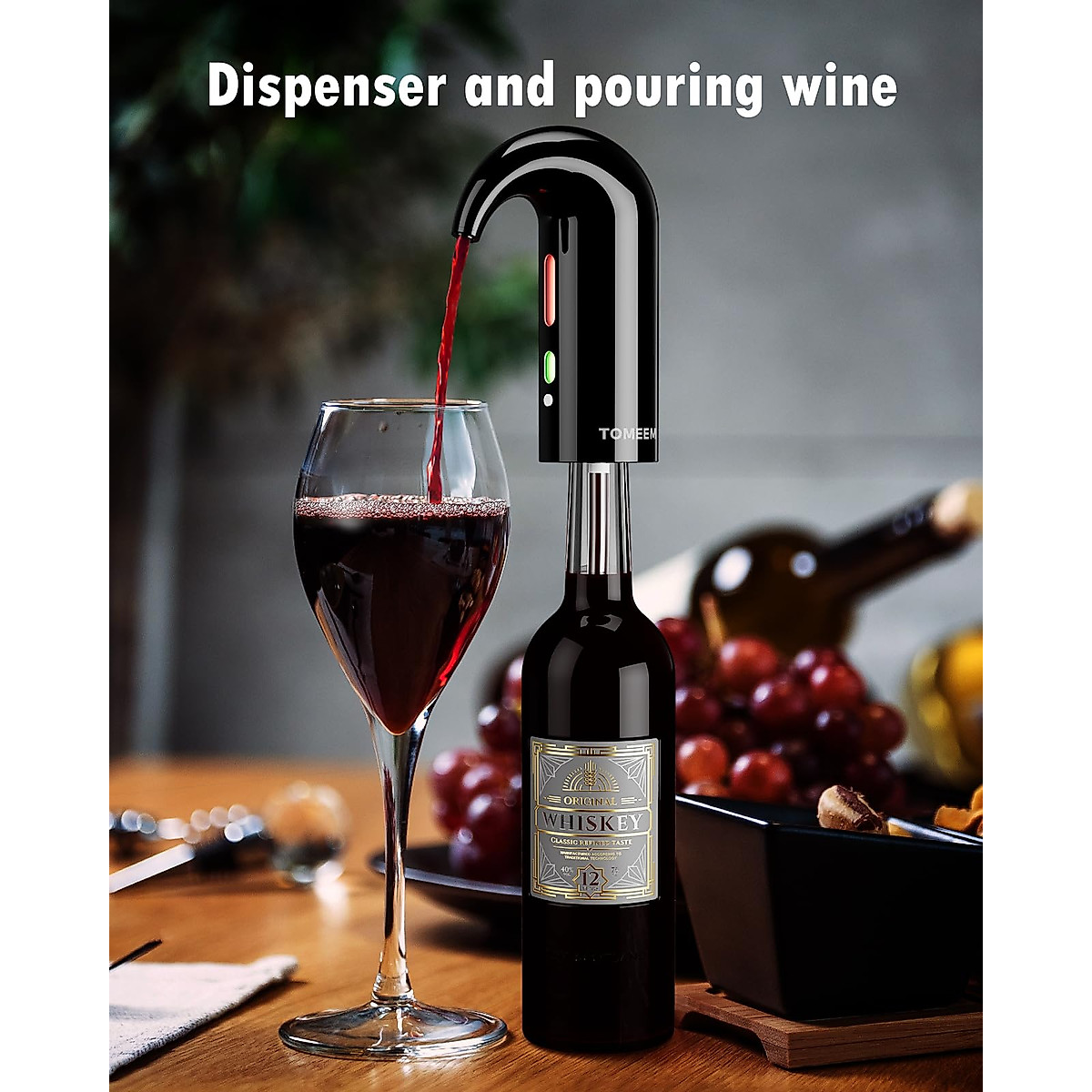 Electric Wine Decanter with One-Touch Pouring, Wine Aerator with Triple Aeration Functions, Red Light Indicator, and Magnetic Wake-Up - Perfect Wine Accessories Gift for Wine Lovers