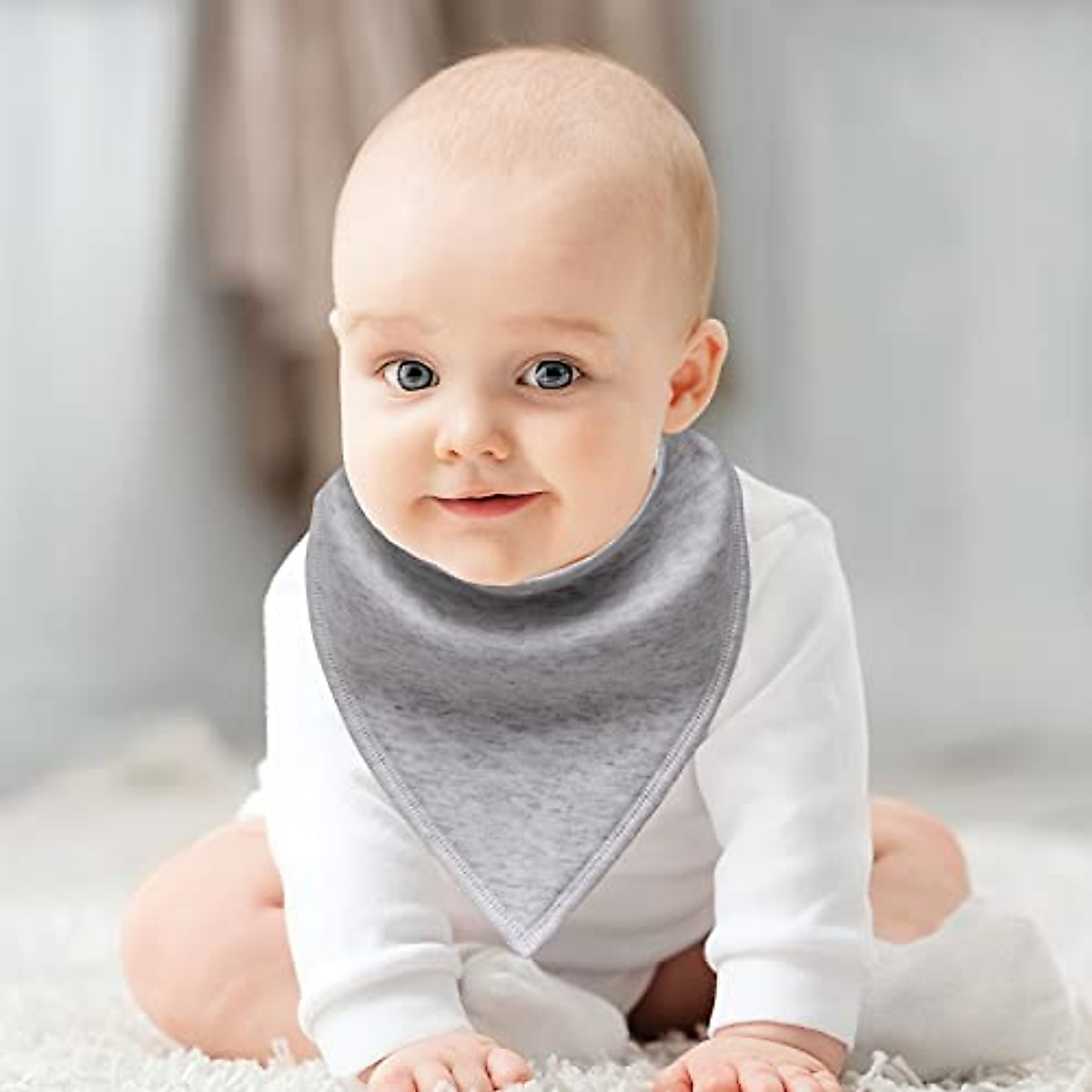 Baby Bibs Bandana Drool Bibs 10 Pack for Infant, Boys, Girls, Unisex 100% Cotton Drooling Bibs Soft and Absorbent (Blue and brown)