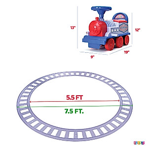 Play22 Electric Ride On Toy Train with Tracks - Ride On Train for Toddlers 1-3 Features Fun Flashing Lights and Music, Storage Seat, 16 Tracks - Playable Without Tracks - Riding Toys for Kids