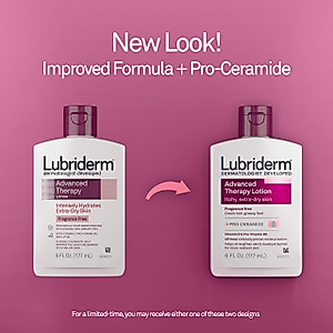 Lubriderm Advanced Therapy Fragrance Free Moisturizing Hand & Body Lotion + Pro-Ceramide with Vitamins E & Pro-Vitamin B5, Intense Hydration for Itchy, Extra Dry Skin, Non-Greasy, 6 fl. oz