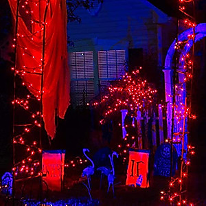 LALAPAO 2 Pack Super-Long Solar String Lights 85FT 240 LED 8 Modes Solar Powered Outdoor Lighting Waterproof Christmas Fairy Lights for Xmas Tree Garden Homes Wedding Lawn Party Decor (Red)