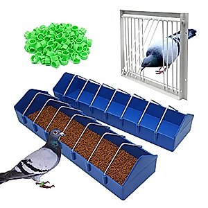MINYULUA Pigeon Cage Door with 2pc Large Pigeon Feeder and Bird Leg Bands, Pigeon Loft Door for Parrots Bird Poultry Racing Pigeon Supplies, Food Dish Dispenser Tool