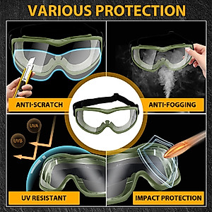 Qavctw Airsoft Goggles Anti Fog, Outdoor Sports Goggles Tactical Military Glasses for Games Sports Shooting Hunting Paintball Riding Cycling, Safety Dust Goggles Fits Most Helmets