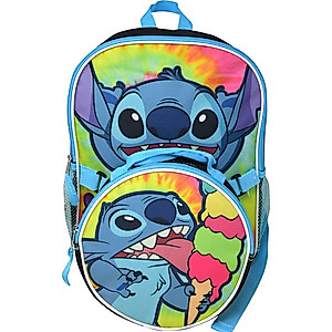 Disney Stitch 16 Inches Large Backpack with Lunch Bag- STBL