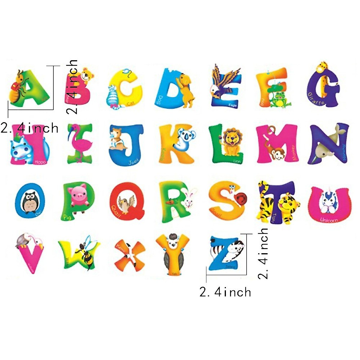 Adam Victor Removable Fun Educational Alphabet Wall Decals Kids Room Decorations Art Décor Stickers Nursery DIY PVC Decal Bathroom Sticker