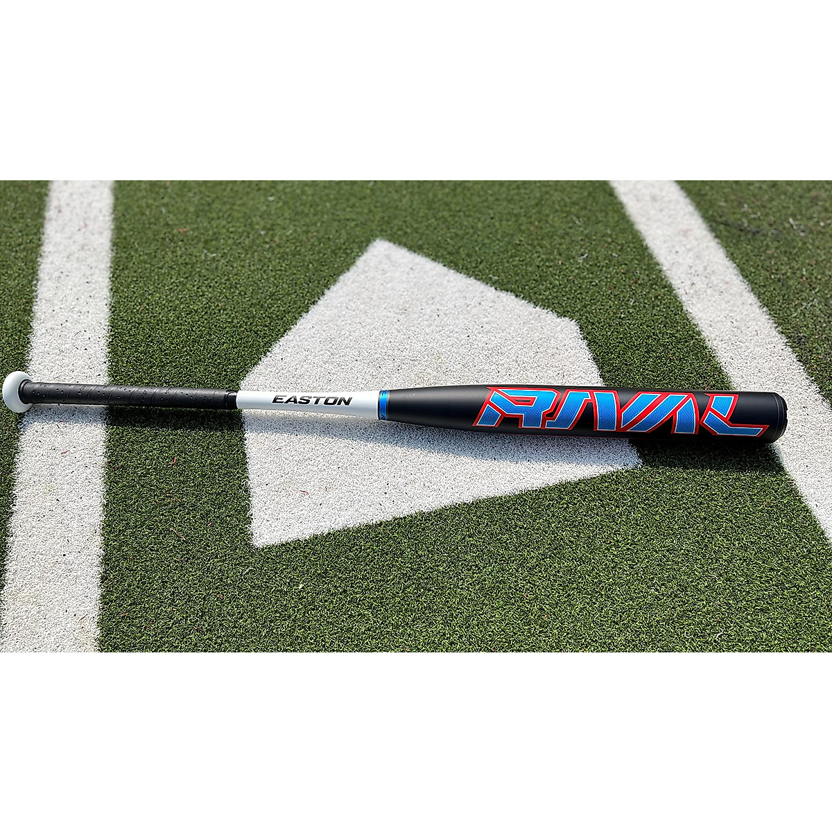 Easton | RIVAL Slowpitch Softball Bat | Approved for Play on All Fields | Loaded | 12" Barrel | 34"x26oz, Black/Blue/Red