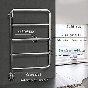 SEYFI Towel Warmers, 304 Stainless Towel Warmer Steel Heated Towel Rails,180 Degree Rotatable Rack Towel Rail Bathroom Radiator,Polished,Hardwired