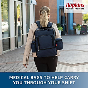 Hopkins EZ-View Deluxe Home Care Backpack, Waterproof, Ergonomic Straps, Lockable Zippers, Laptop Sleeve, Multiple Storage Compartments, Black, 11.5 In. x 9 In. x 16 In.