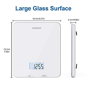 RENPHO Food Scale, Kitchen Scale for Food Ounces and Grams, Cooking and Coffee Scale with Timer Nutritional Calculator for Keto, Macro, Calorie Weight Loss with Smartphone App, White