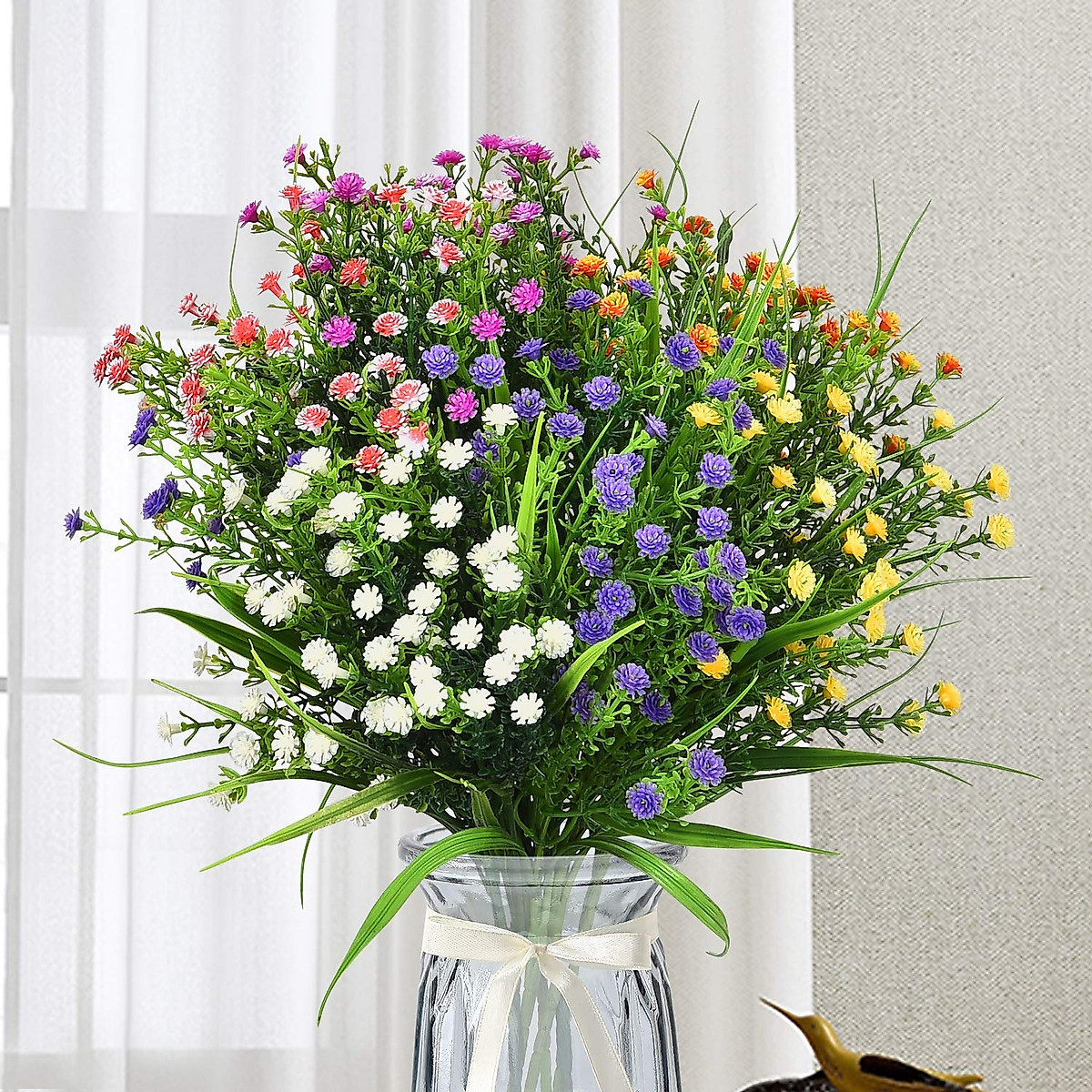 Sunm Boutique Artificial Baby's Breath Flowers, Gypsophila Bouquets Artificial Flowers Real Touch Baby Breath Flowers Bouquets for Garden Wedding Bridal Home Decor, 11.8 inches, Multi-Colour