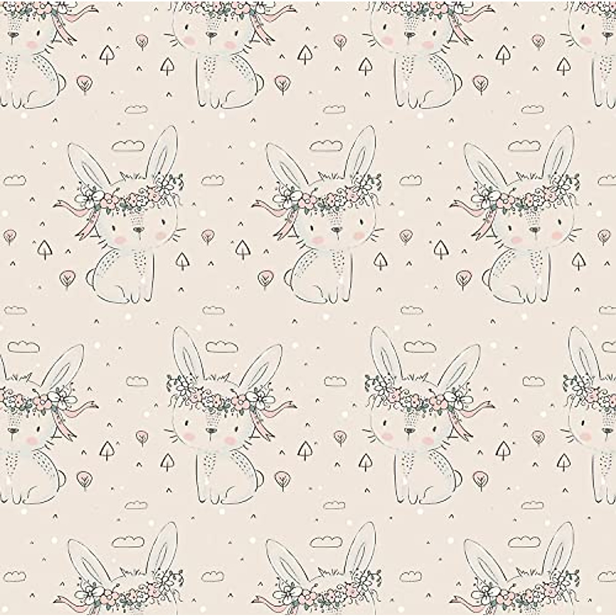 Stesha Party Floral Bunny Baby Gift Wrapping Paper - Folded Flat 30 x 20 Inch (3 Sheets)