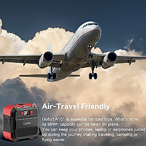 GOFORT Portable Power Station 120W(Peak 240W), 98Wh DC Port USB QC3.0 Portable Generator with LED Light, 110V Pure Sine Wave AC Outlet Lithium Battery, Solar Generator for Outdoor Emergency Backup