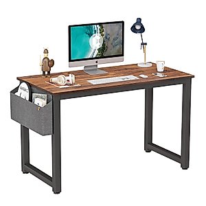 Cubiker Computer Desk 47" Sturdy Office Desk Modern Simple Style Table for Home Office, Notebook Writing Desk with Extra Strong Legs, Dark Rustic