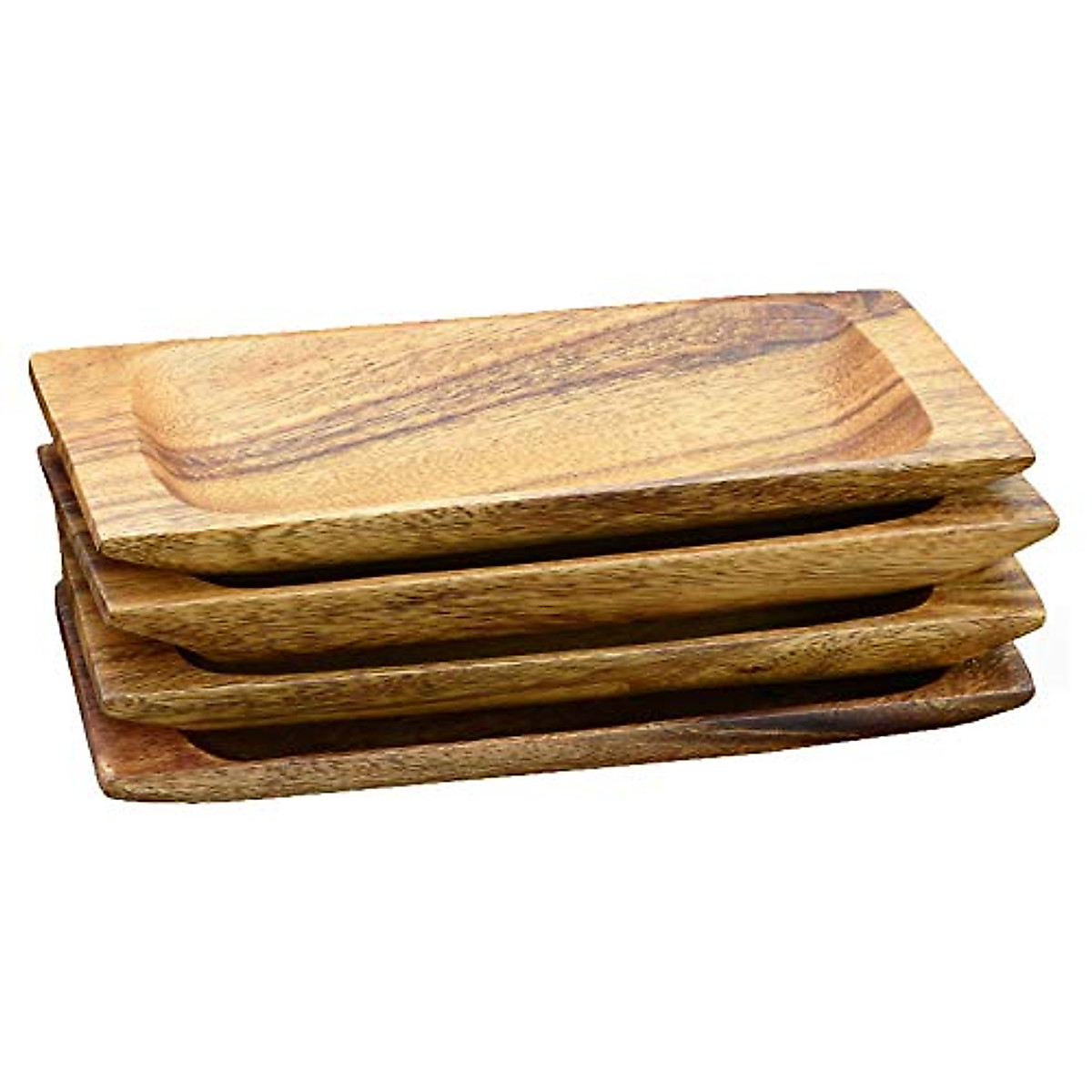 Pacific Merchants Acaciaware 9 x 4 Inch Appetizer Tray, Set of 4