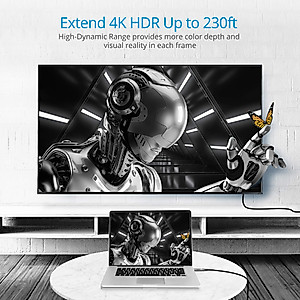 gofanco Compact 4K HDMI Extender Balun Over CAT6 Ethernet Cable – Loopout on TX, Up to 230ft at 4K @60Hz YUV 4:4:4, HDR, 18Gbps, HDCP 2.2, Bi-Directional IR, PoC, 4K to 1080p Downscale (HD20Ext)