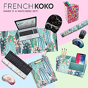 French Koko Large Mouse Pad, Long Desk Mat Keyboard Pad Desktop Accessories Home School College Decor Supplies Pretty Mousepad Big Computer Office Essentials Women Girls XL Cute Modern Marble
