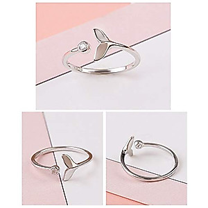Whale Tail Ring Opening polishing Copper Adjustable Sea Animal Beach Jewelry for Women