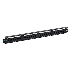 ICC CAT6 Patch Panel, UL Listed & PoE++ Rated Gigabit Applications, Rackmount 24 Port 1U 19-Inch Network Patch Panel with Rear 110 IDC Terminal Blocks for Gigabit Network Switch, Black