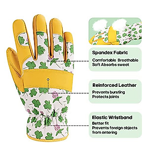 Work Gloves for Women, Durable Cowhide Leather Gardening Gloves Washable Thornproof Garden Gloves for Rose Pruning Cactus Weeding Yard Work Outdoor Work Gardening Gifts for Ladies (Small)