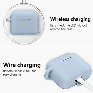 Case for Airpods 3 (2021), Filoto Apple Airpod 3 Generation Case Cover for Women Girls, Silicone Case for Air Pod 3rd Charging Case with Pompom Keychain Accessories (Gray Blue)