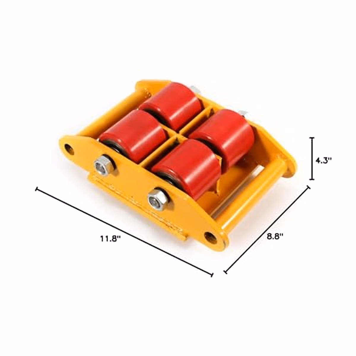 Industrial Mechanical Handler 6 ton Heavy Duty Machine Skid Mechanical Roller Mover Cargo Trolley 360° with 4 Rollers, Machine Skid Mechanical Roller Mover Cargo Trolley