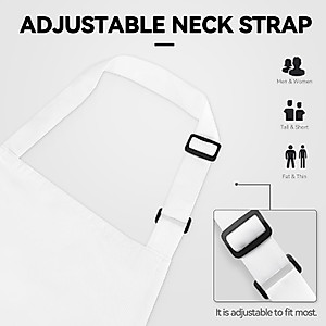 NLUS Extra Large Aprons for Men, Adjustable White Chef Apron for Men Kitchen Cooking Aprons for Women with 2 Pockets, Water & Oil Resistant - 1 PACK