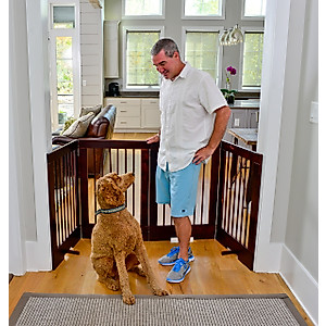 Cardinal Gates 4PG 4-Panel Freestanding Pet Gate - Adjustable Wooden Dog Gate - Indoor Cat Gate for Doorway - 36 Inches Tall x 76 Inches Wide - Walnut