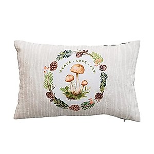 Creative Co-Op Embroidered Cotton Slob Lumbar Pillow