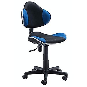 Home Office Low Back Computer Executive Chair by JJS, Ergonomic Mesh Chair with Extra Large Base and Pads, Black/Blue